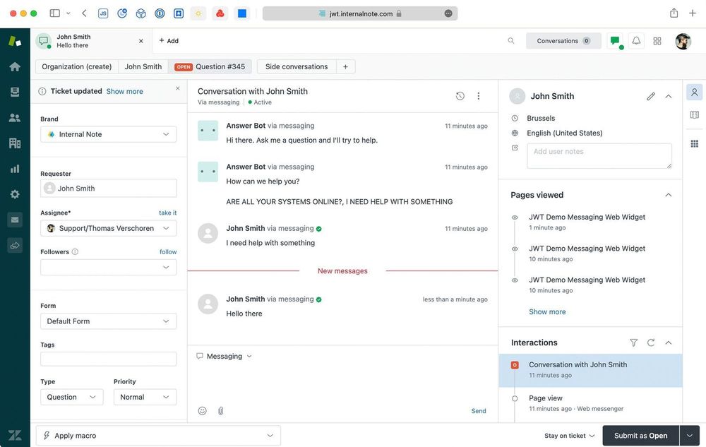 Authenticate Zendesk Messaging