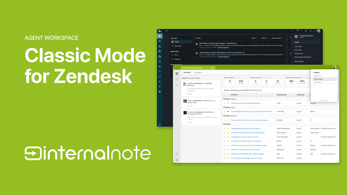 Classic mode for Zendesk