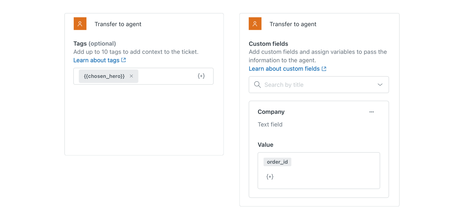 Expanded support for variables in the Zendesk Bot